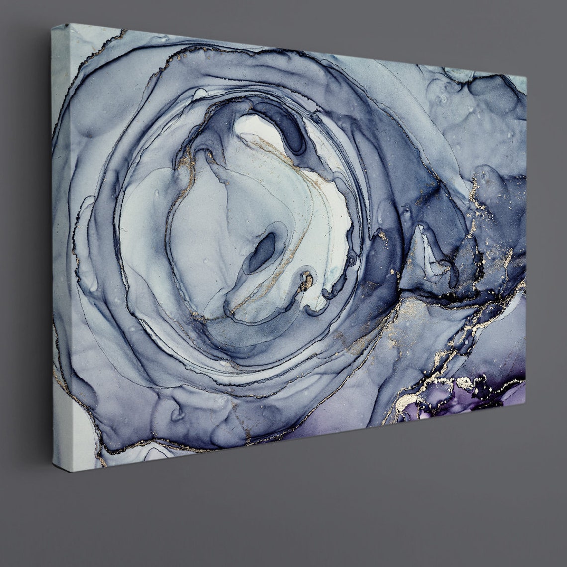 Abstract Whirlpool Wall Art, Gray Alcohol Ink Canvas Print Art, Modern ...