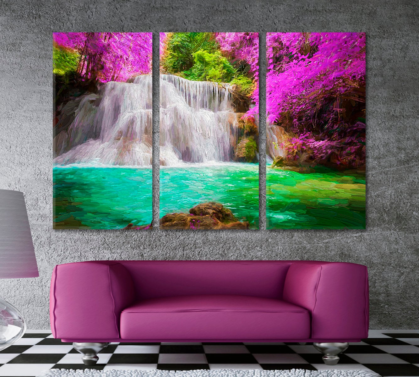 Waterfall Canvas Print Wall Art Stunning Landscape Oil - Etsy UK