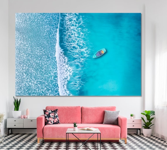 Sea Sea Wave Artwork Waves Boat Beach Beautiful Photo | Etsy