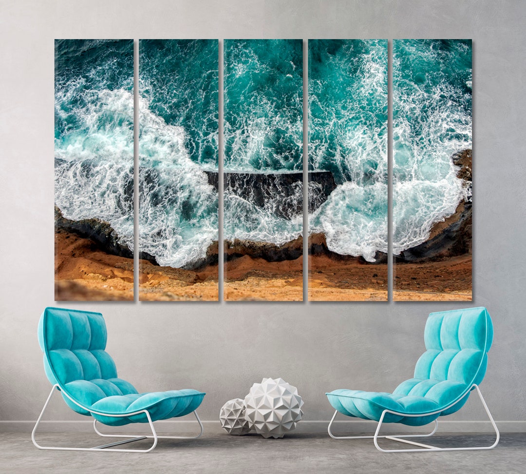 Ocean Wave Wall Art | Big Crashing Wave Scenic Art Canvas Print, Cliff ...