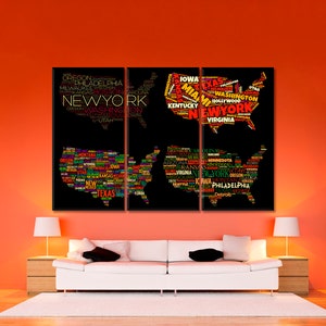 USA Set 4 Infographic USA Maps Poster on Canvas Print, USA Map Poster ...