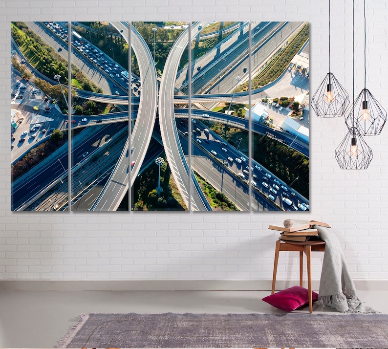 Highway USA Modern Multi Level Road Wall Decor Cityscape | Etsy