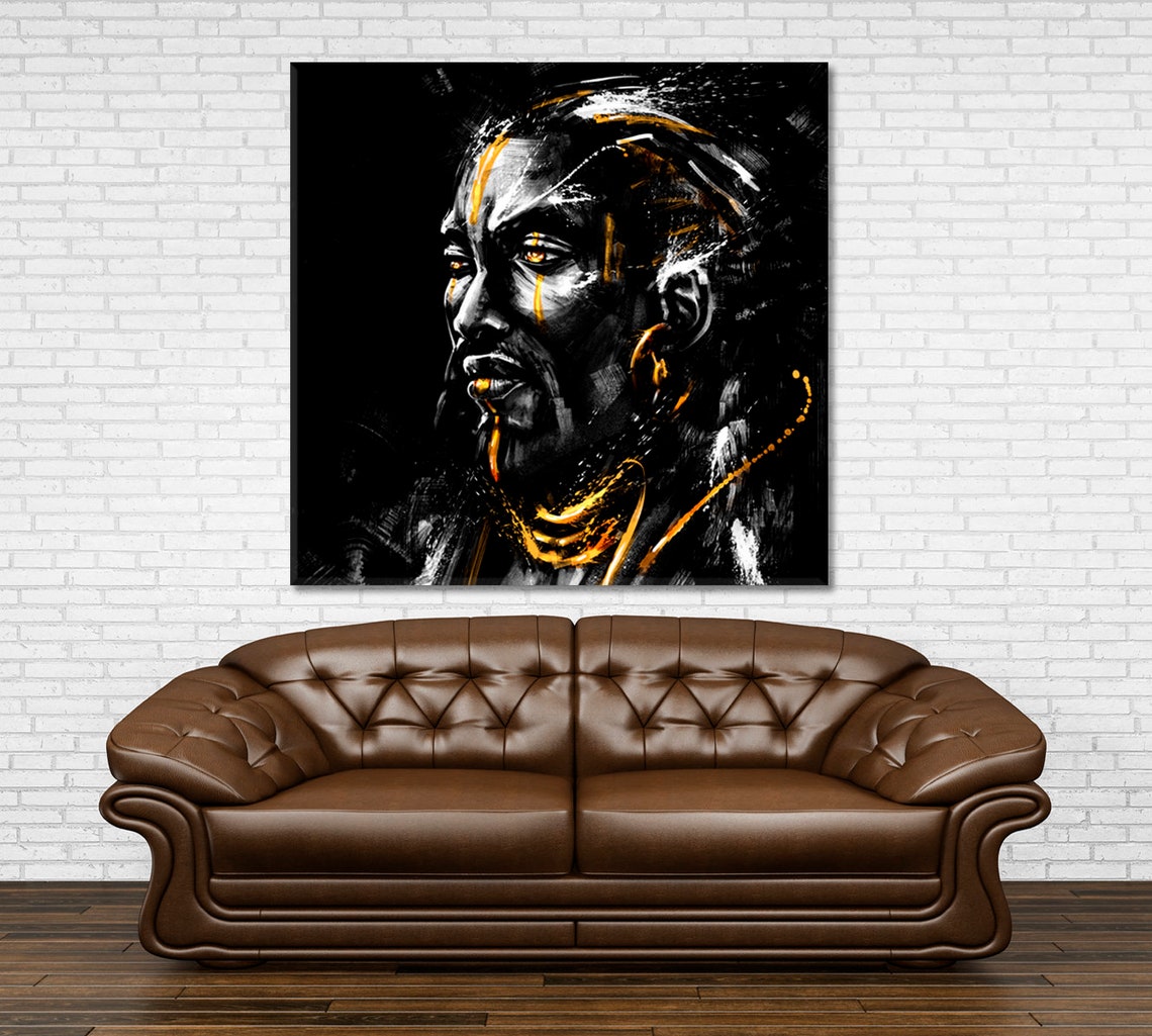 African Chief Golden Eyes Art Print Canvas Tribal Black Man - Etsy