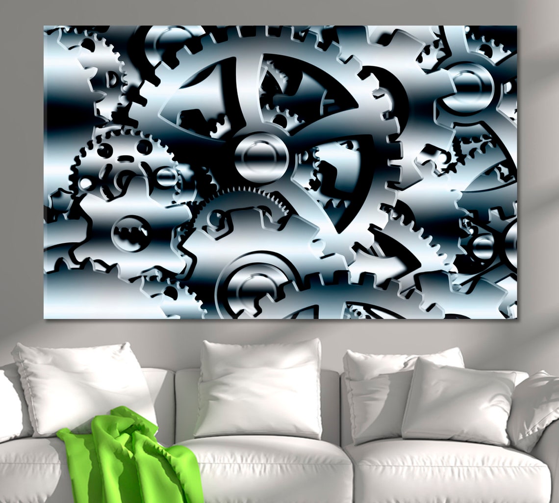 Gear Metal Gears Canvas Print Chrome Cogwheels Wall Decor | Etsy