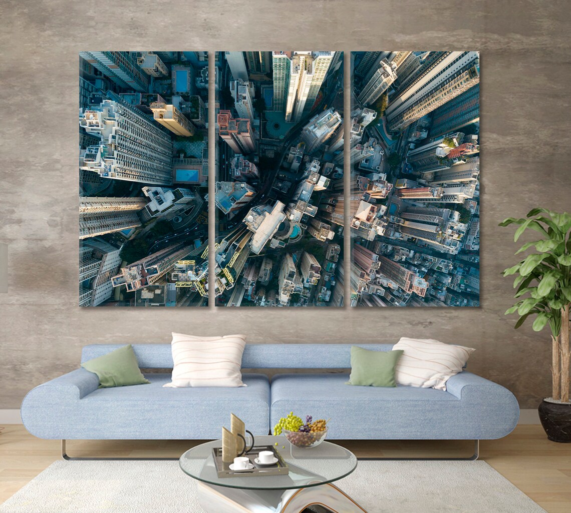 Urban City Top View Photo Poster Print Skyscrapers Building | Etsy