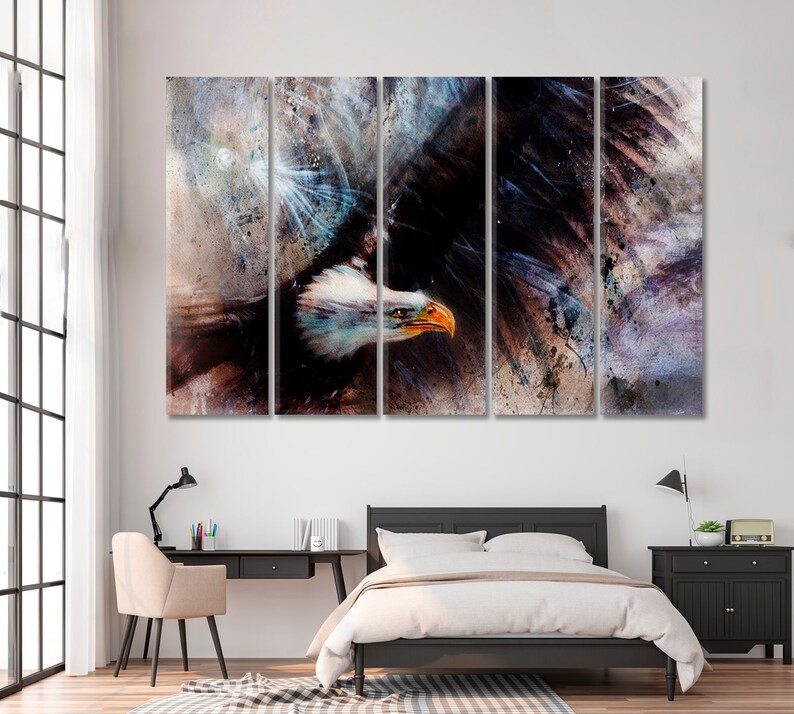 Spirit Eagle Abstract Airbrush Art Canvas Print America | Etsy