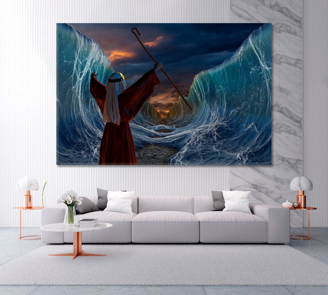 Biblical Moses Exodus Route Artwork on Canvas Print, Crossing Red Sea ...