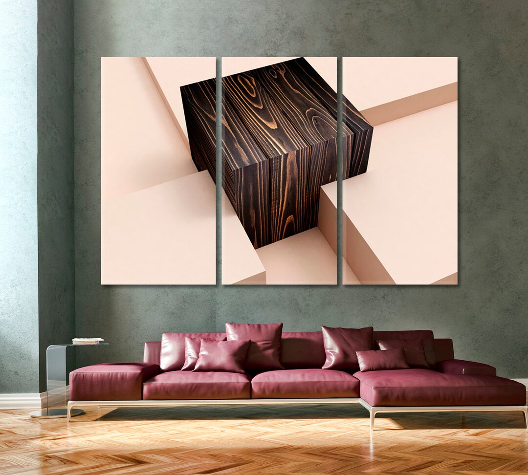 Square Wall Art, Squares Abstract Geometrical Artwork on Canvas Print ...