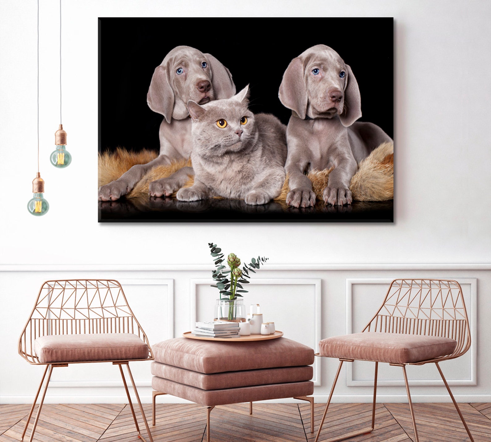 Cocker Spaniel Puppy and British Cat Amazing Poster Canvas Print, Cute ...
