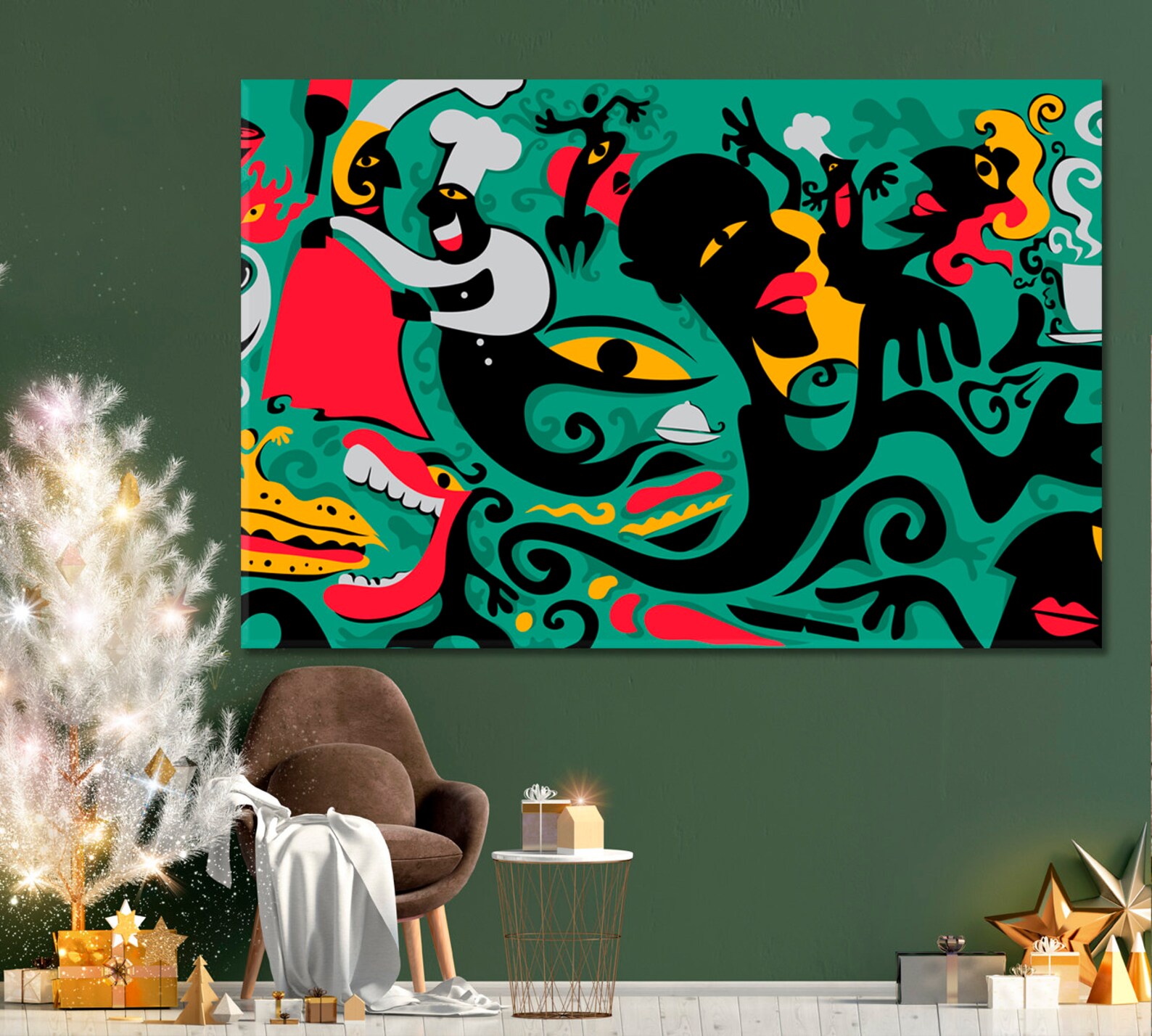 Happy Meal Unique Abstract Expressionism Wall Decor Trendy - Etsy