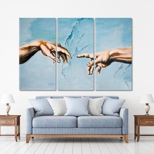 The Creation of Adam Art Canvas Print, Gods Hands Wall Art ...