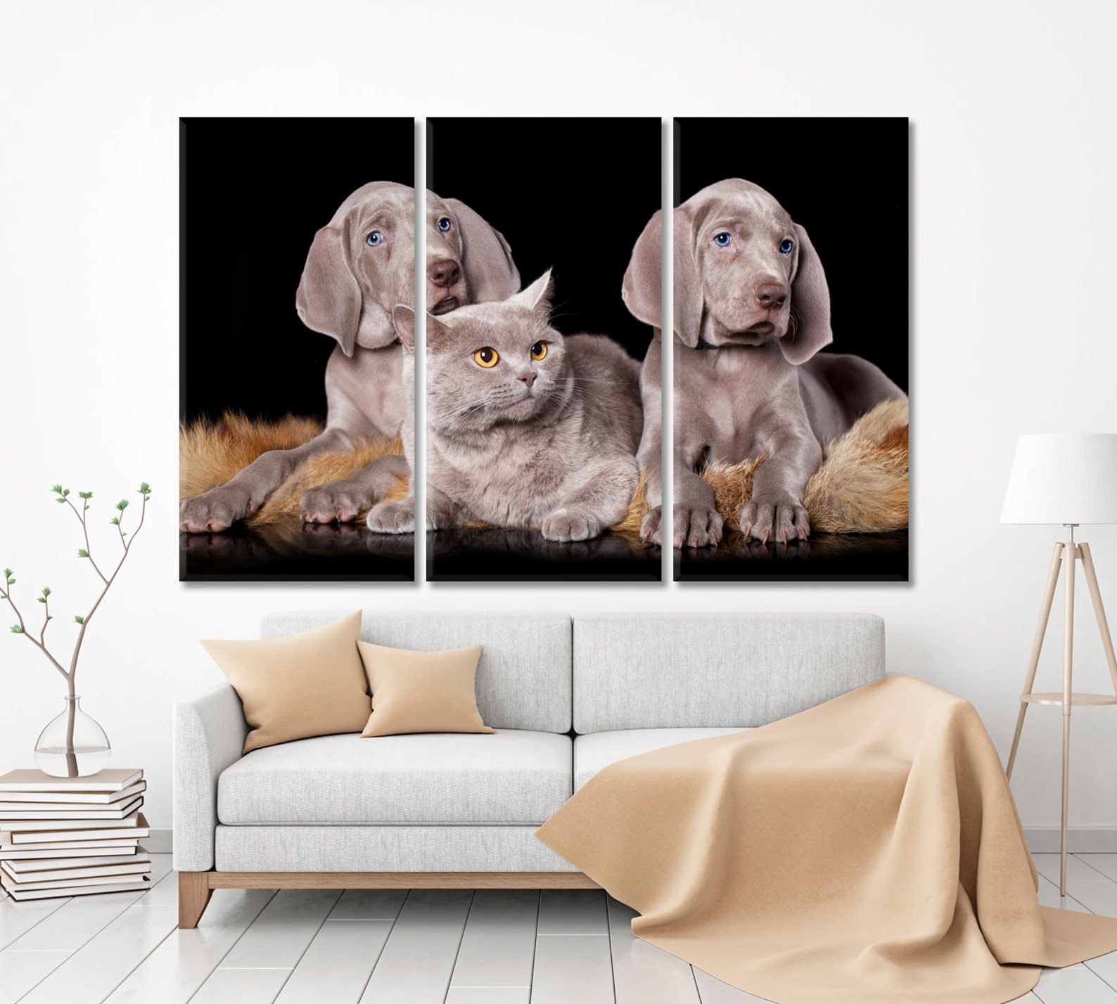 Cocker Spaniel Puppy and British Cat Amazing Poster Canvas Print, Cute ...