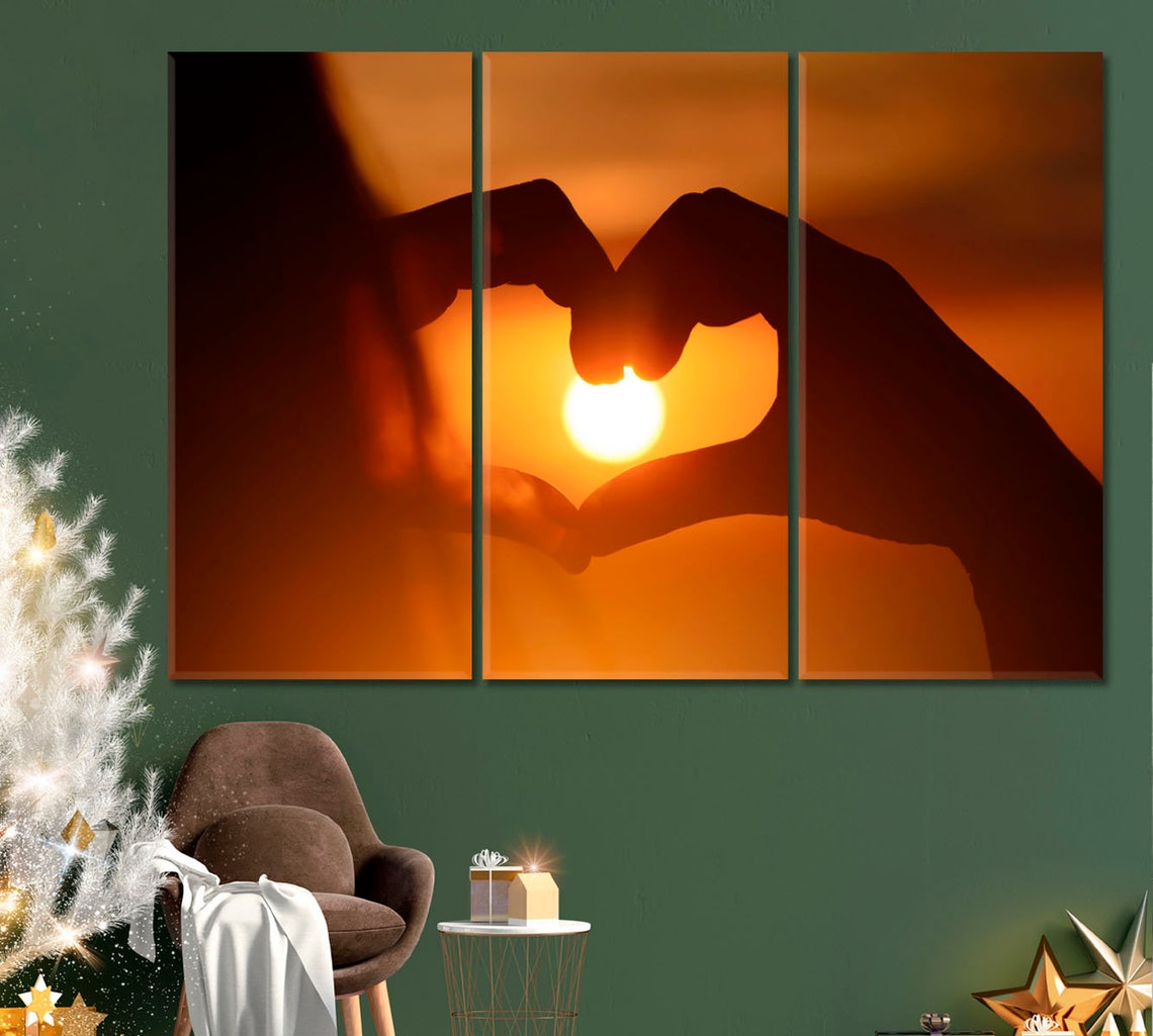 Sunshine Heart Shape Wall Decoration Love Symbol Canvas - Etsy