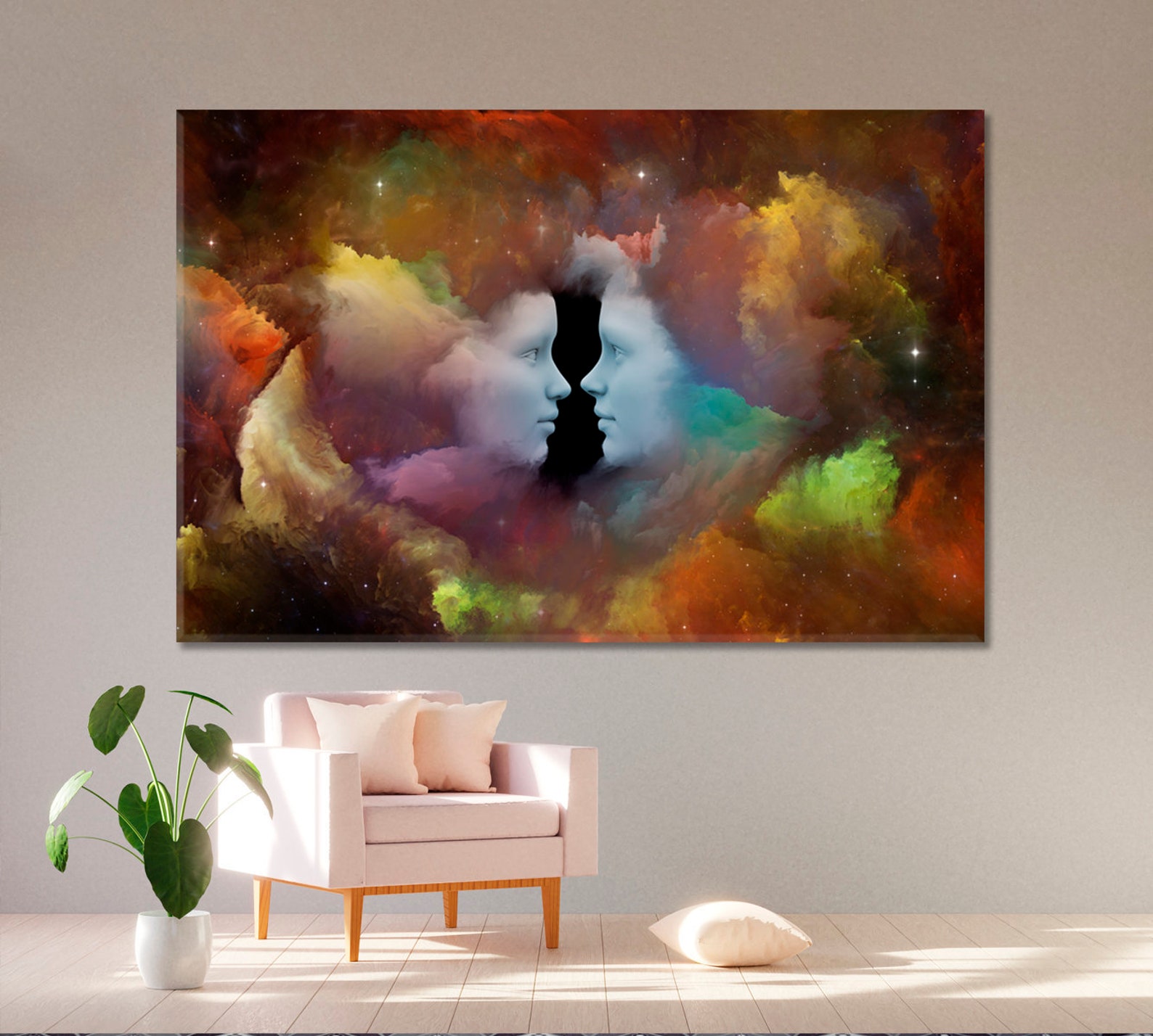 Human Dreams Wall Art, Inner World Psychedelic Art Canvas Print, Misty ...