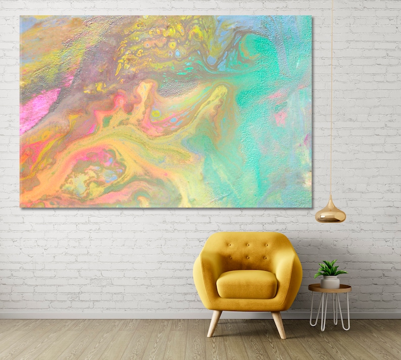 Abstract Canvas Print Pink Modern Art Rainbow Abstract Art | Etsy