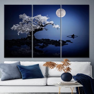Ethereal Landscape Moonlight Mystical Tree Home Decor Canvas Print ...