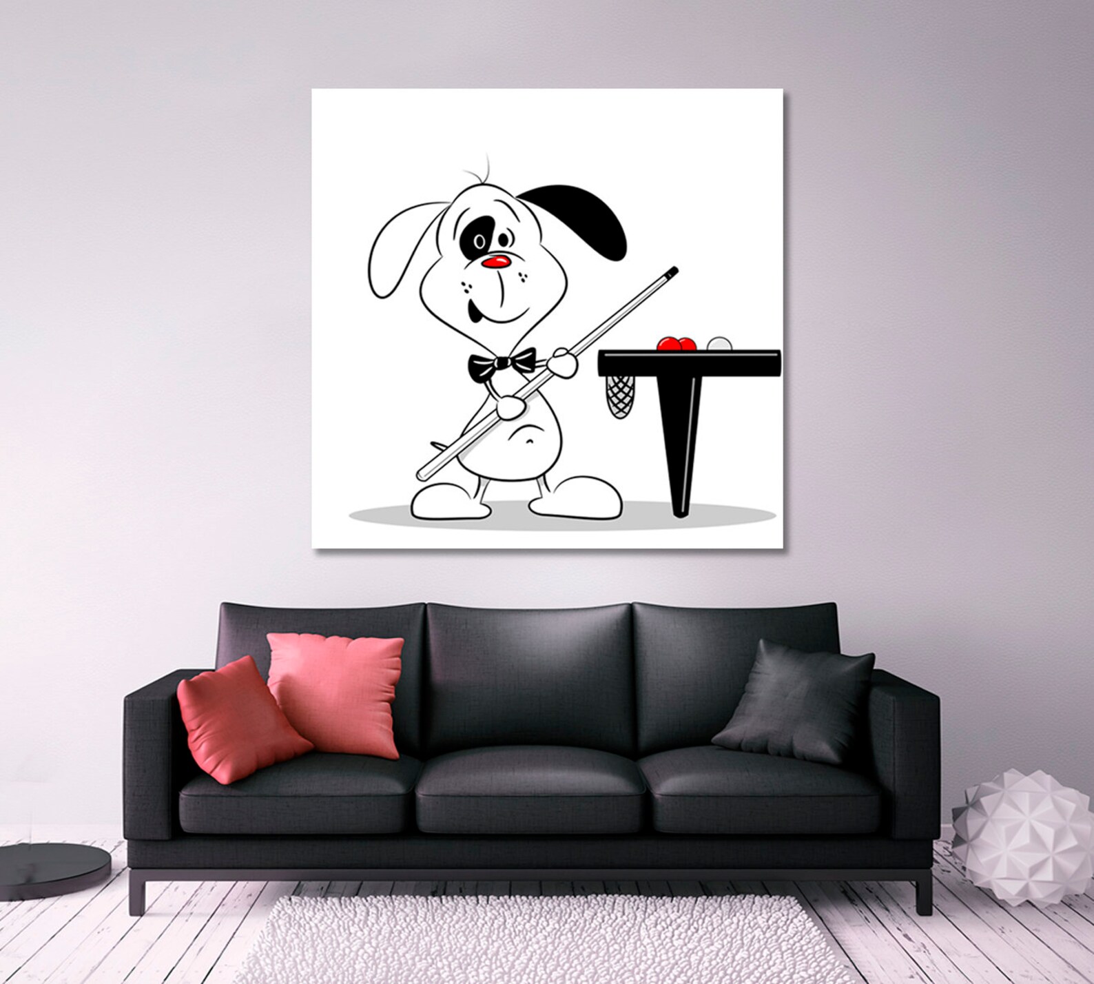 Cartoon Dog Snooker Cue Billiard Poster Print Canvas Framed - Etsy