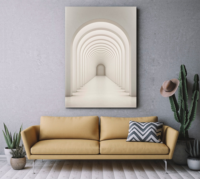 White Walkway Arch Art Canvas Print History Construction | Etsy