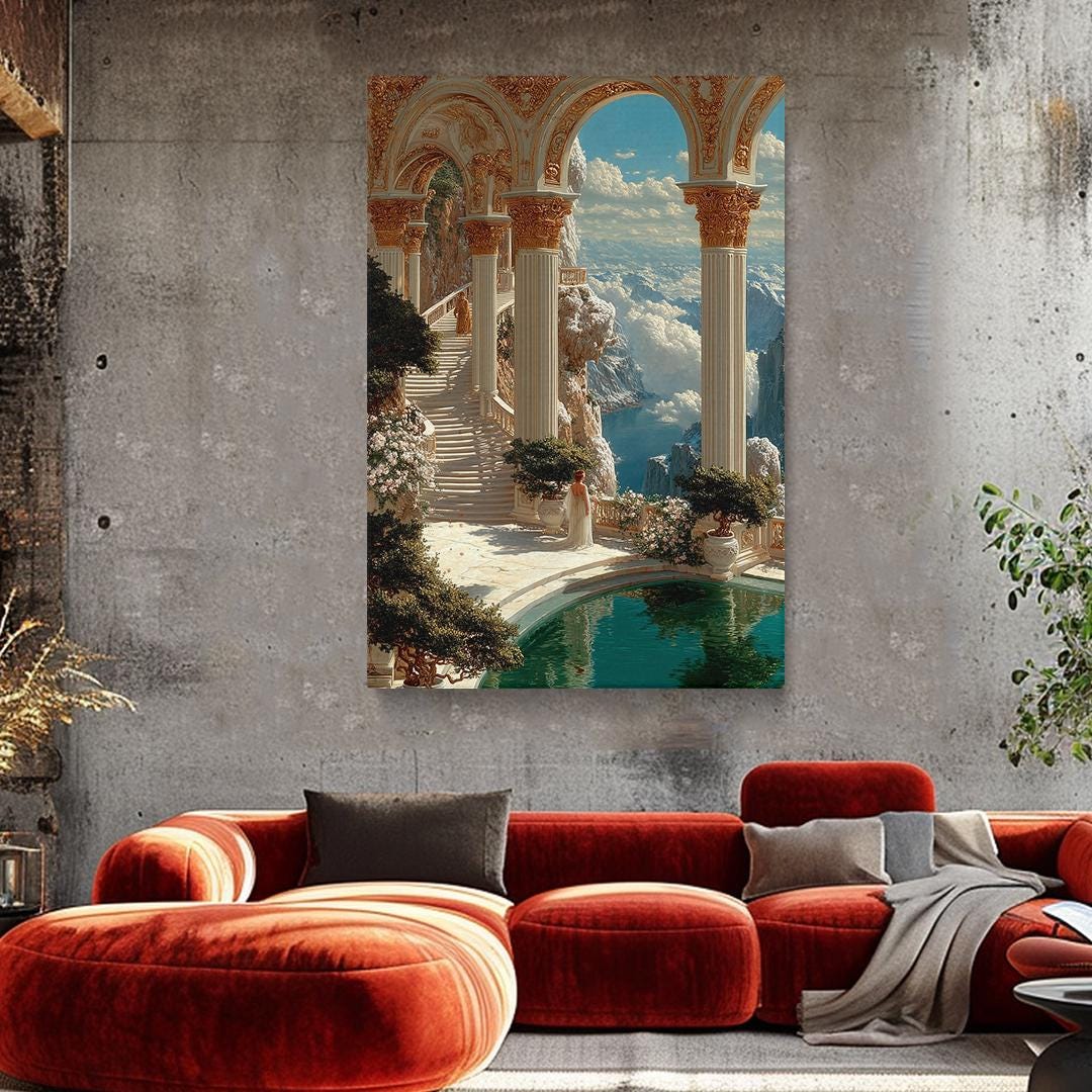 Fantasy Palace With Canvas Print, Classical Columns Wall Art, Elegant ...