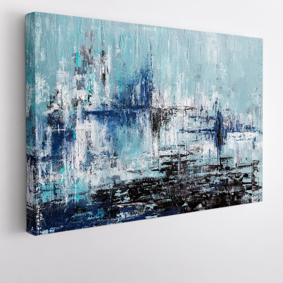 Blue Abstract Art Canvas Print Abstract Expressionism Wall - Etsy