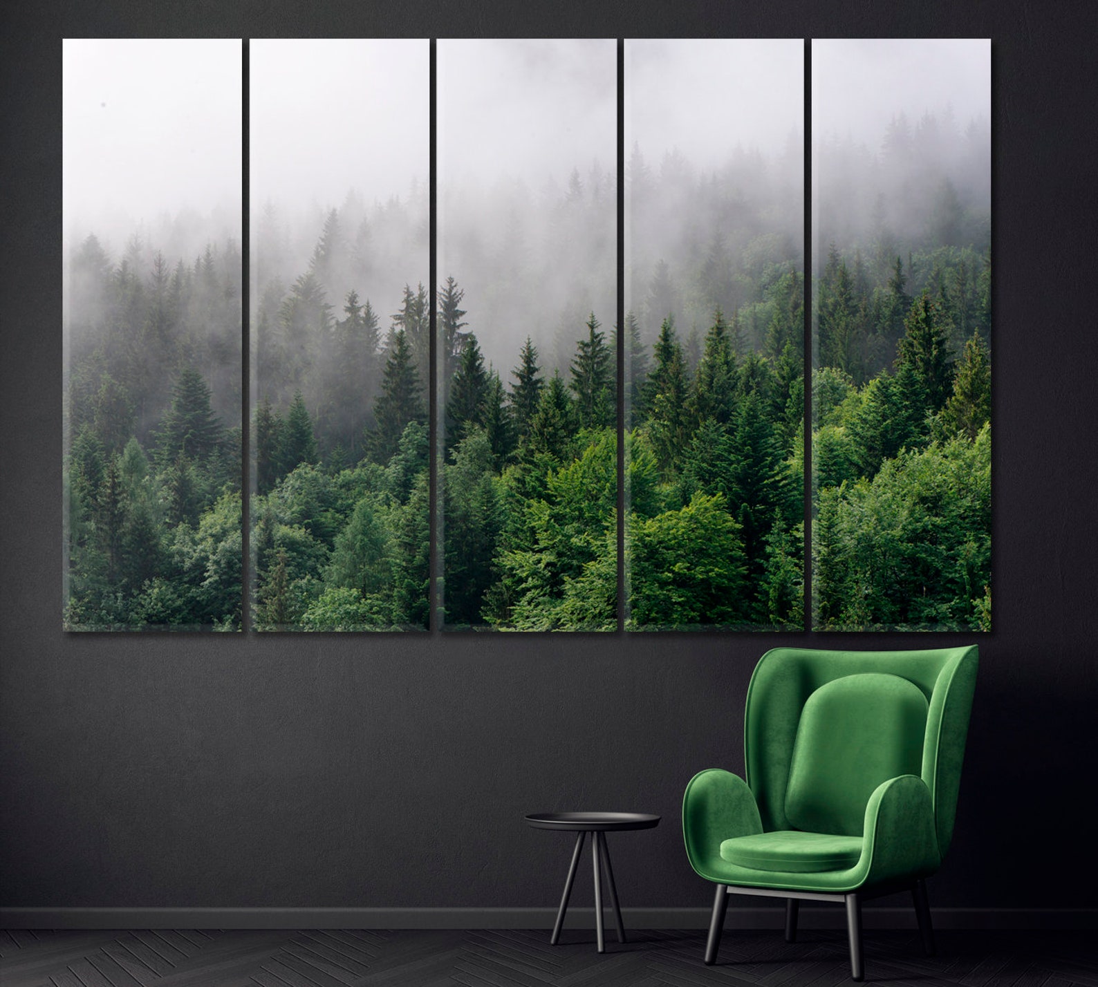Trees Wall Art, Forest Canvas Print, Nature Modern Wall Art, Foggy ...