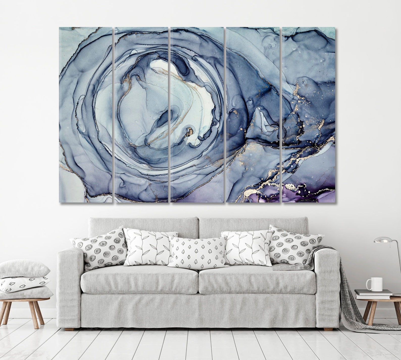 Abstract Whirlpool Wall Art, Gray Alcohol Ink Canvas Print Art, Modern ...