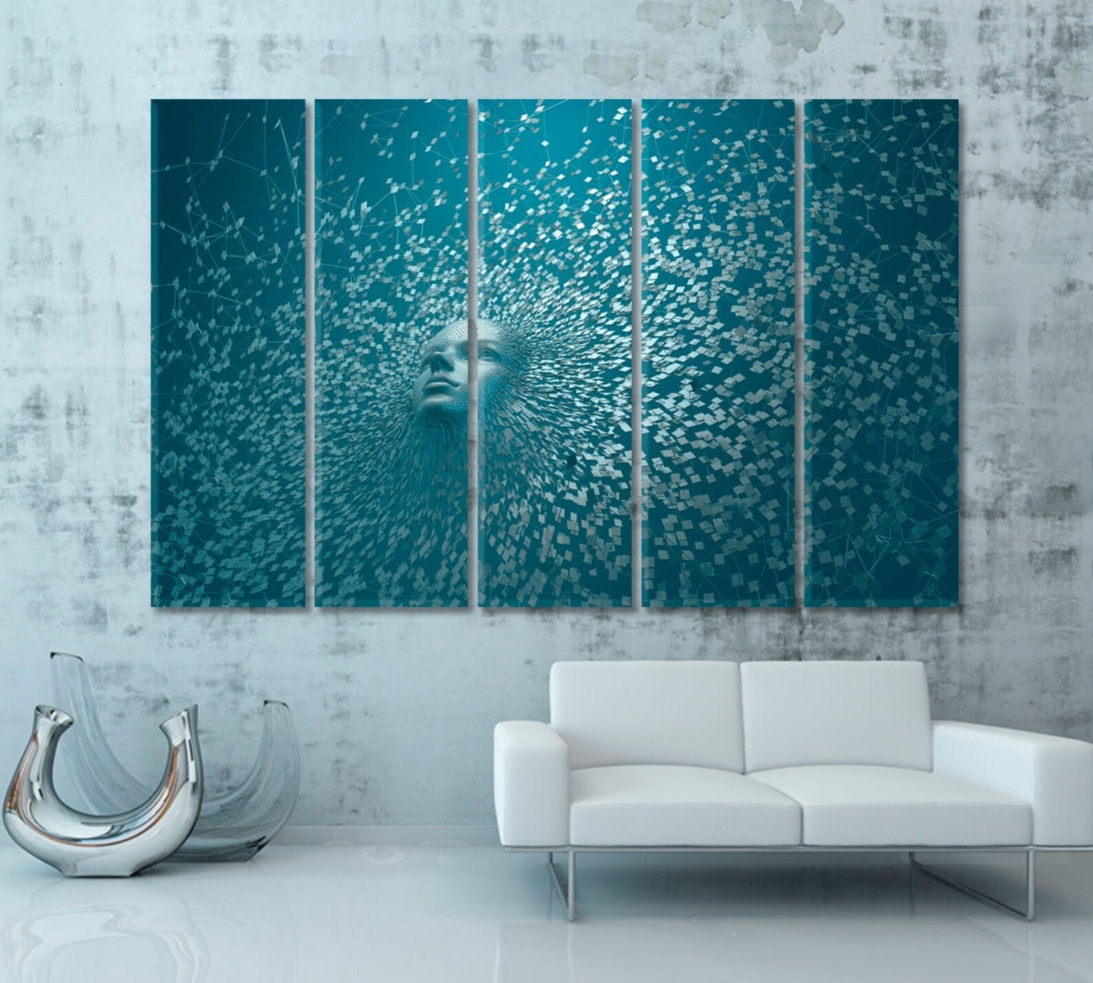 Inner World Dissolving Face Unusual Wall Art Abstract | Etsy