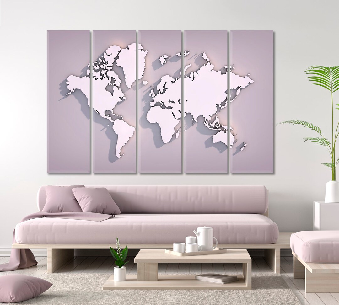 World Map Wall Art, Large Map Canvas Print, World Map Poster, World Map ...