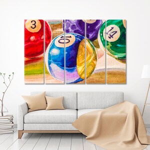 Billiard Balls Pool Table Wall Art Canvas Print, Billiard Wall Art ...