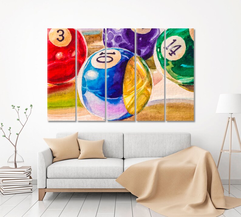 Billiard Balls Pool Table Wall Art Canvas Print Billiard Wall | Etsy