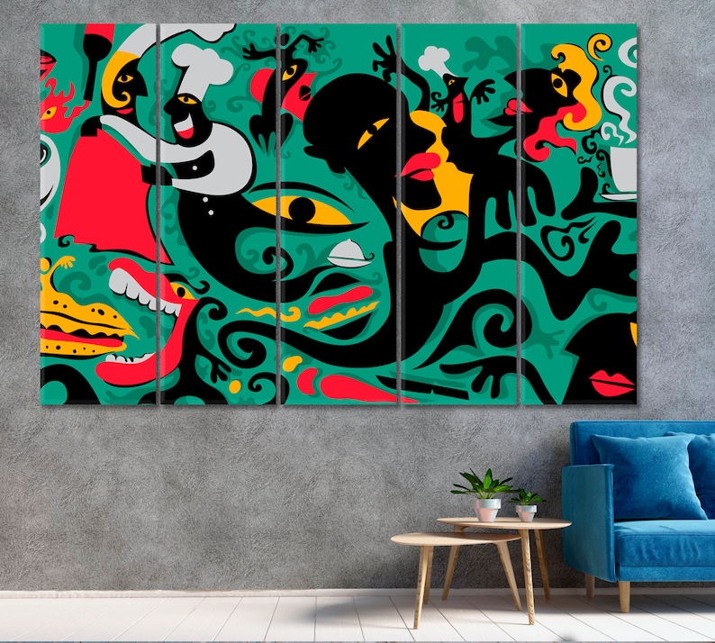 Happy Meal Unique Abstract Expressionism Wall Decor Trendy - Etsy