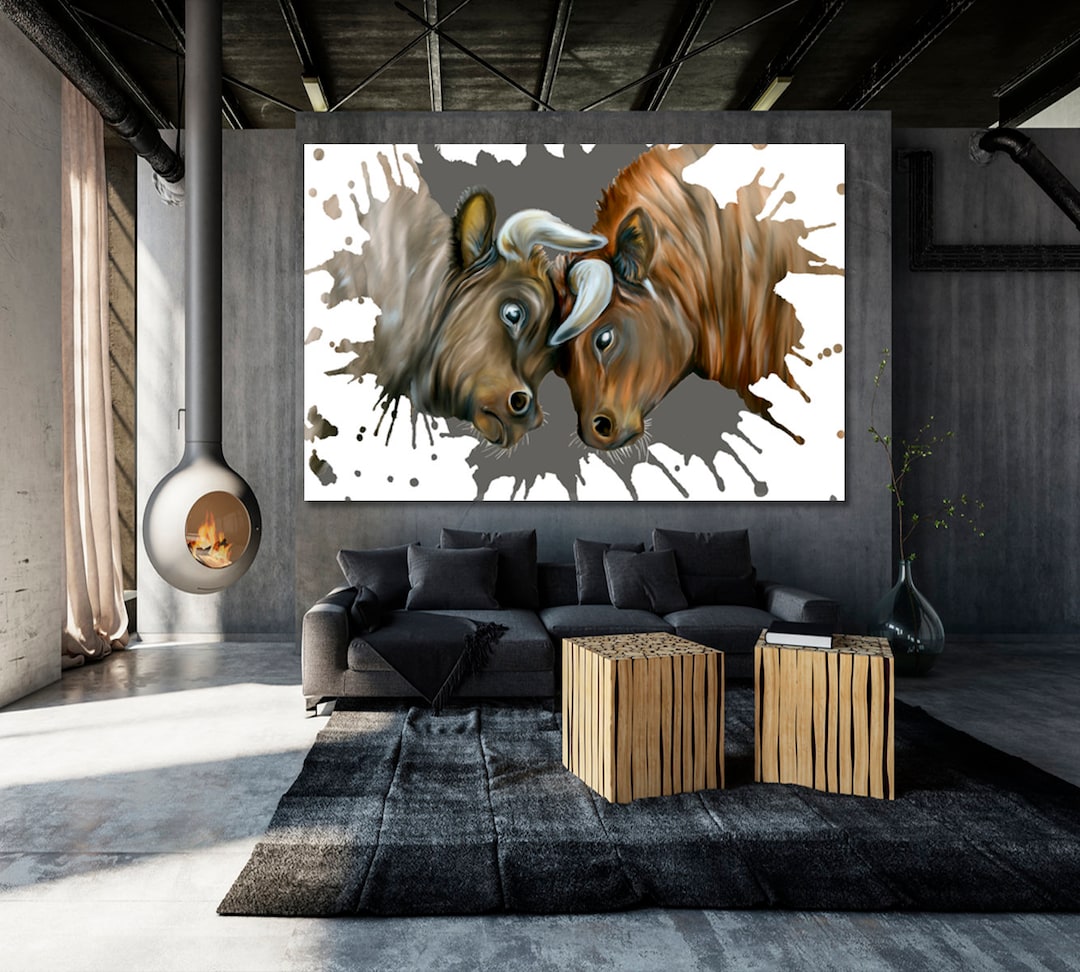Charging Bulls Wall Art, Business Power Concept Art, Bulls Market Stock ...