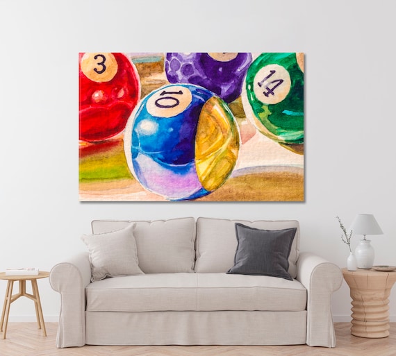 Billiard Balls Pool Table Wall Art Canvas Print Billiard Wall | Etsy