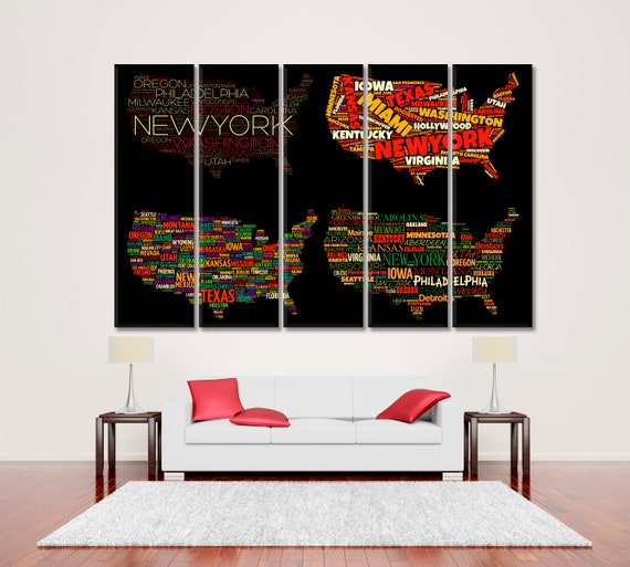 USA Set 4 Infographic USA Maps Poster on Canvas Print USA - Etsy