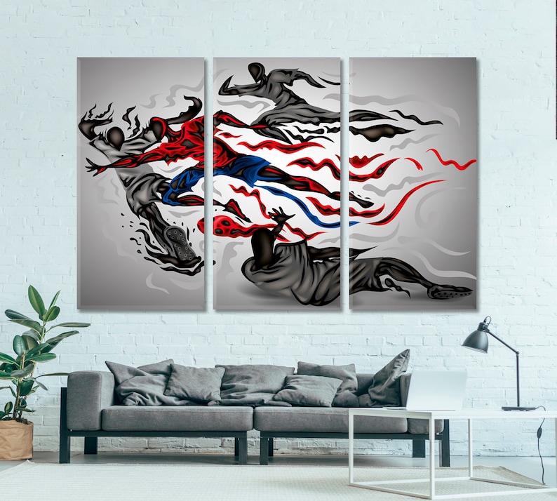 Soccer Wall Art, Soccer Players Artwork, Game Wall Decor, Contemporary ...