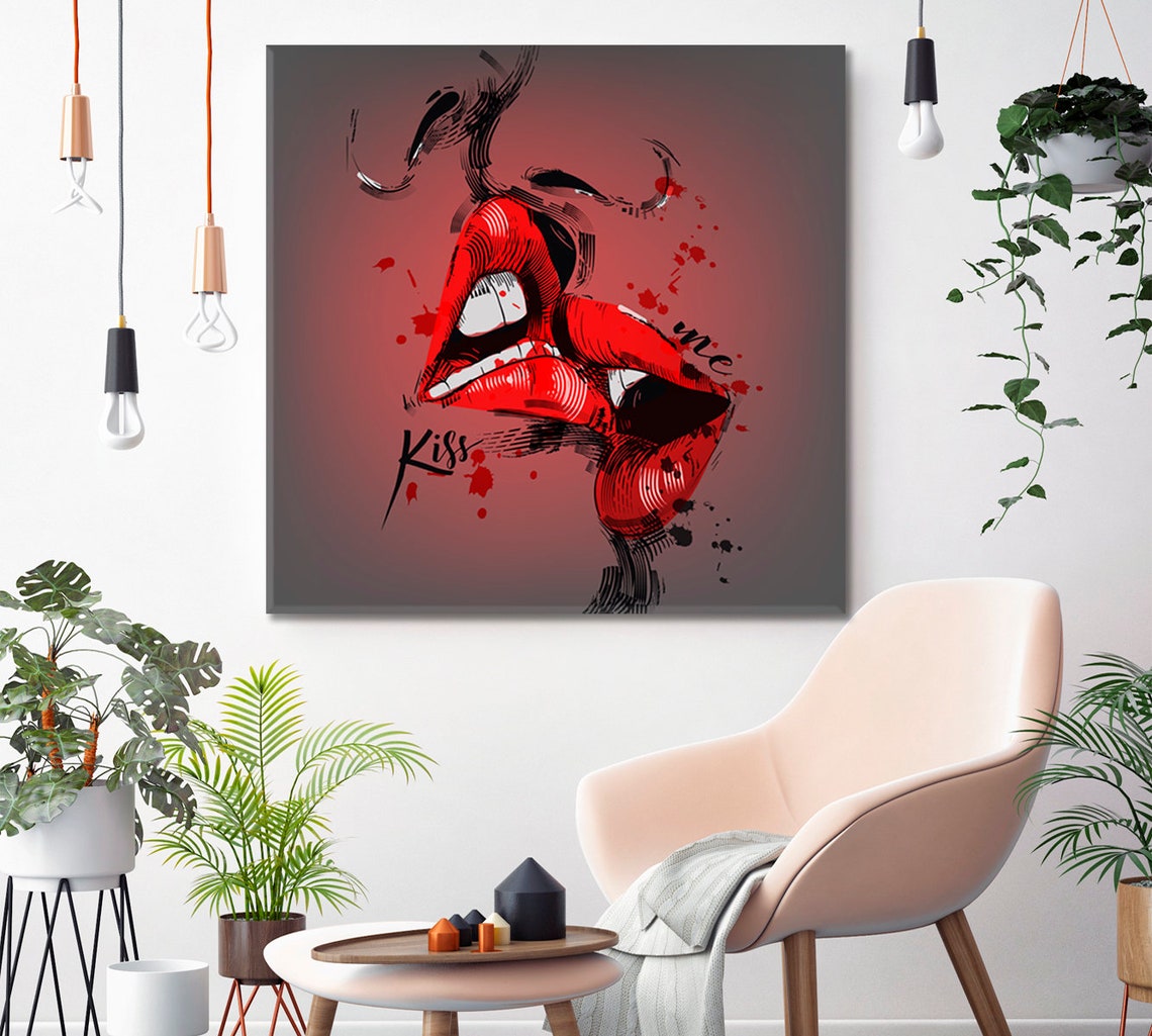 Kiss Art Canvas Print Beautiful Abstract Art Print Kissing - Etsy
