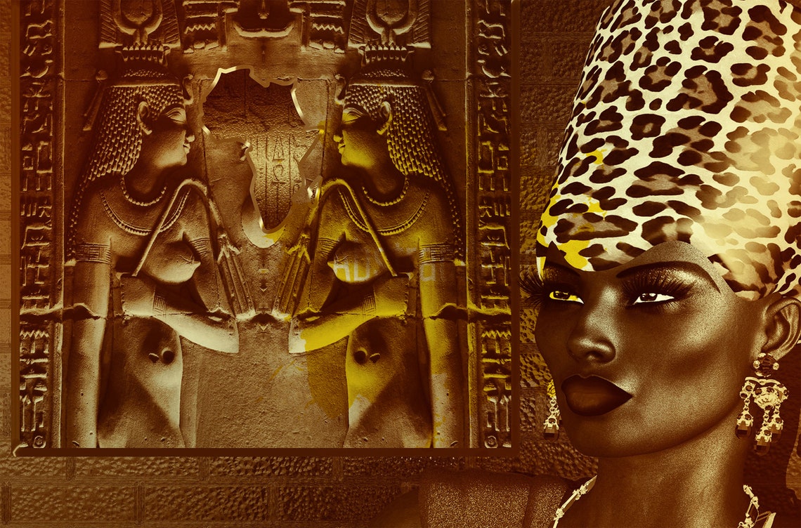 Queen Black Egyptian Goddess Queen Art Canvas Print Wall - Etsy