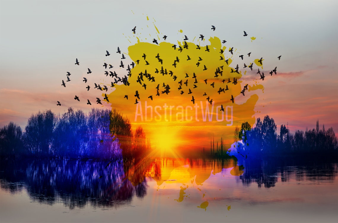 Magic Sunset Wall Decor Flying Birds Wall Art Beautiful - Etsy