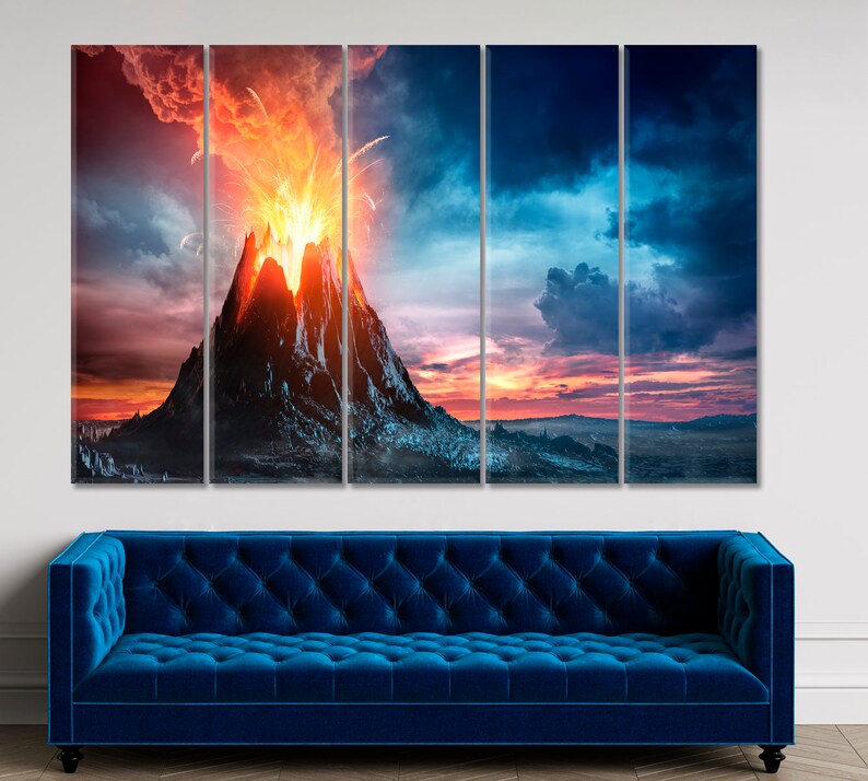 Erupting Volcanic Mountain Huge Eruption Poster Print Active - Etsy