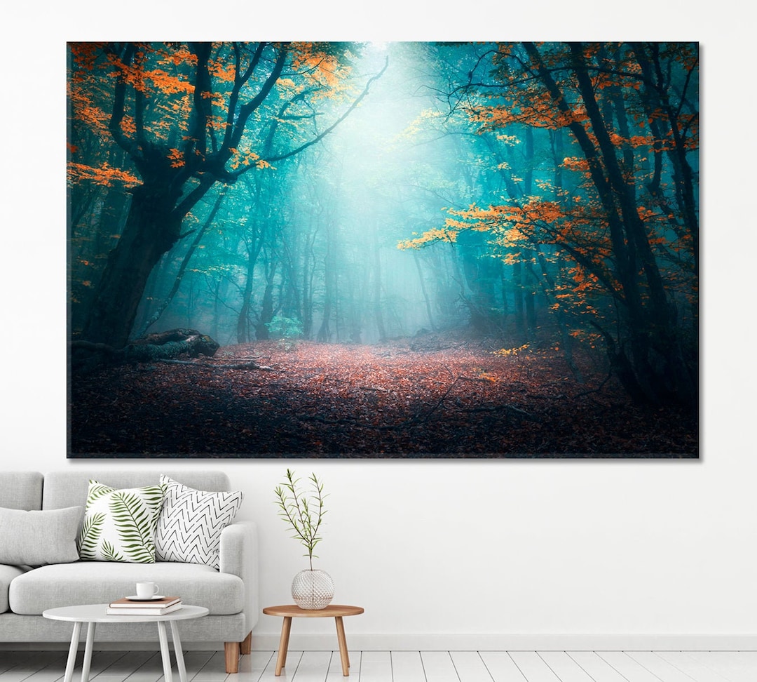 Trees Home Decor, Beautiful Mystical Forest Wall Art, Fall Colors ...