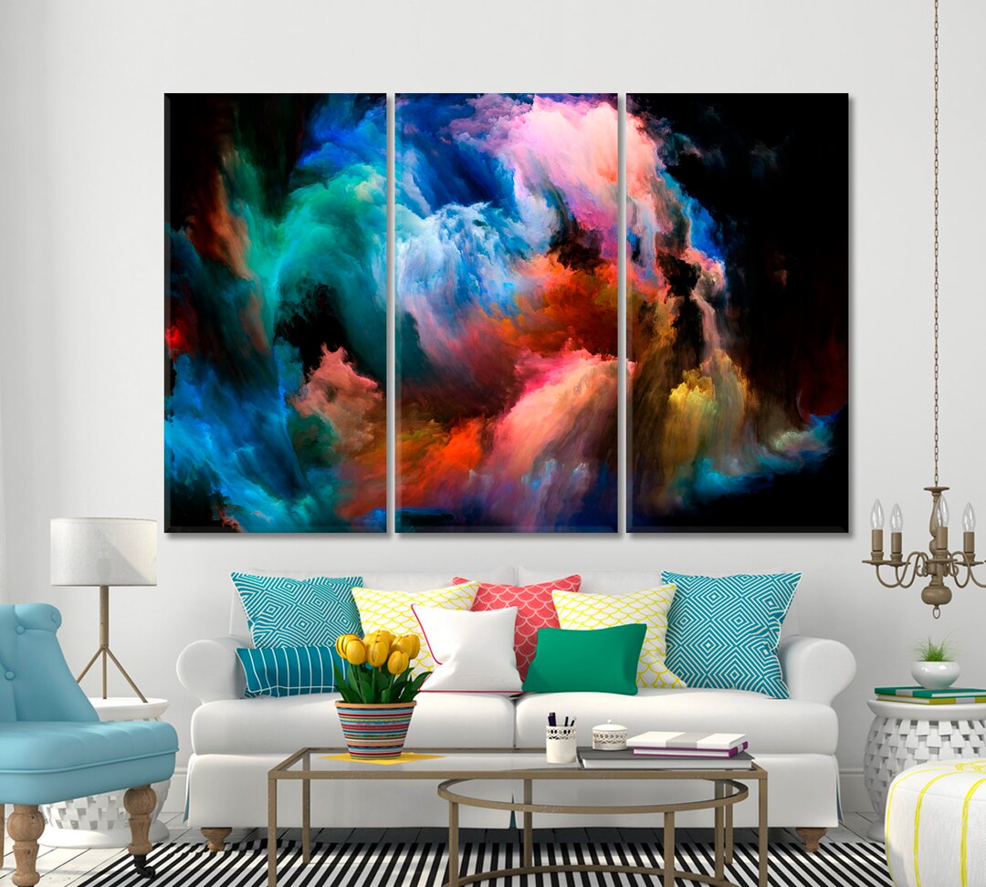 Color Explosion Wall Art, Abstract Vibrant Fog Art, Misty Clouds ...