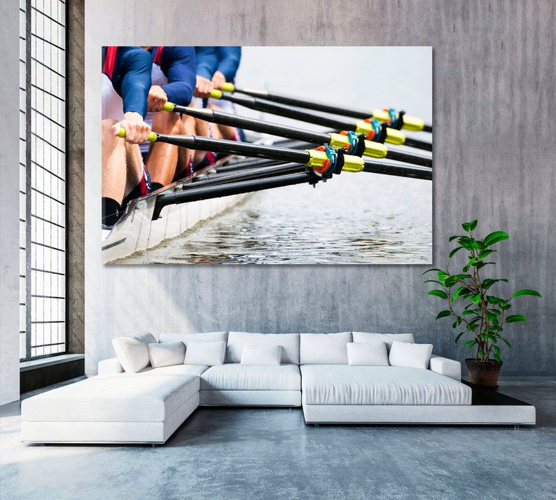 Rowers Race Wall Decor, Sport Modern Wall Decor, Oarsmen on Boat Canvas ...