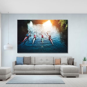 Kayak Rowing Race Wall Decor, Sport Modern Wall Decor, Canoeing Canvas ...