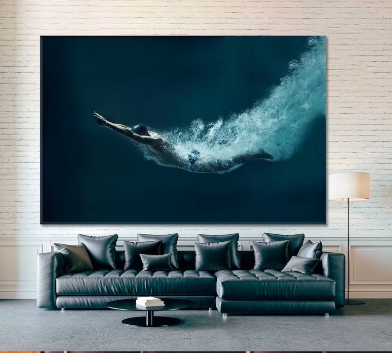 Swimmer Wall Decor, Underwater Swimmer Wall Art Set, Swimmer Underwater ...