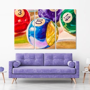 Billiard Balls Pool Table Wall Art Canvas Print, Billiard Wall Art ...