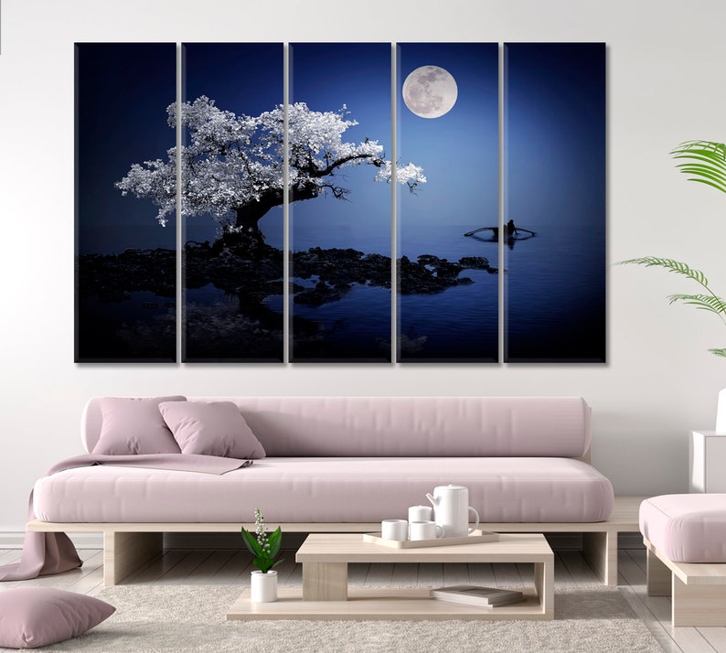 Ethereal Landscape Moonlight Mystical Tree Home Decor Canvas - Etsy