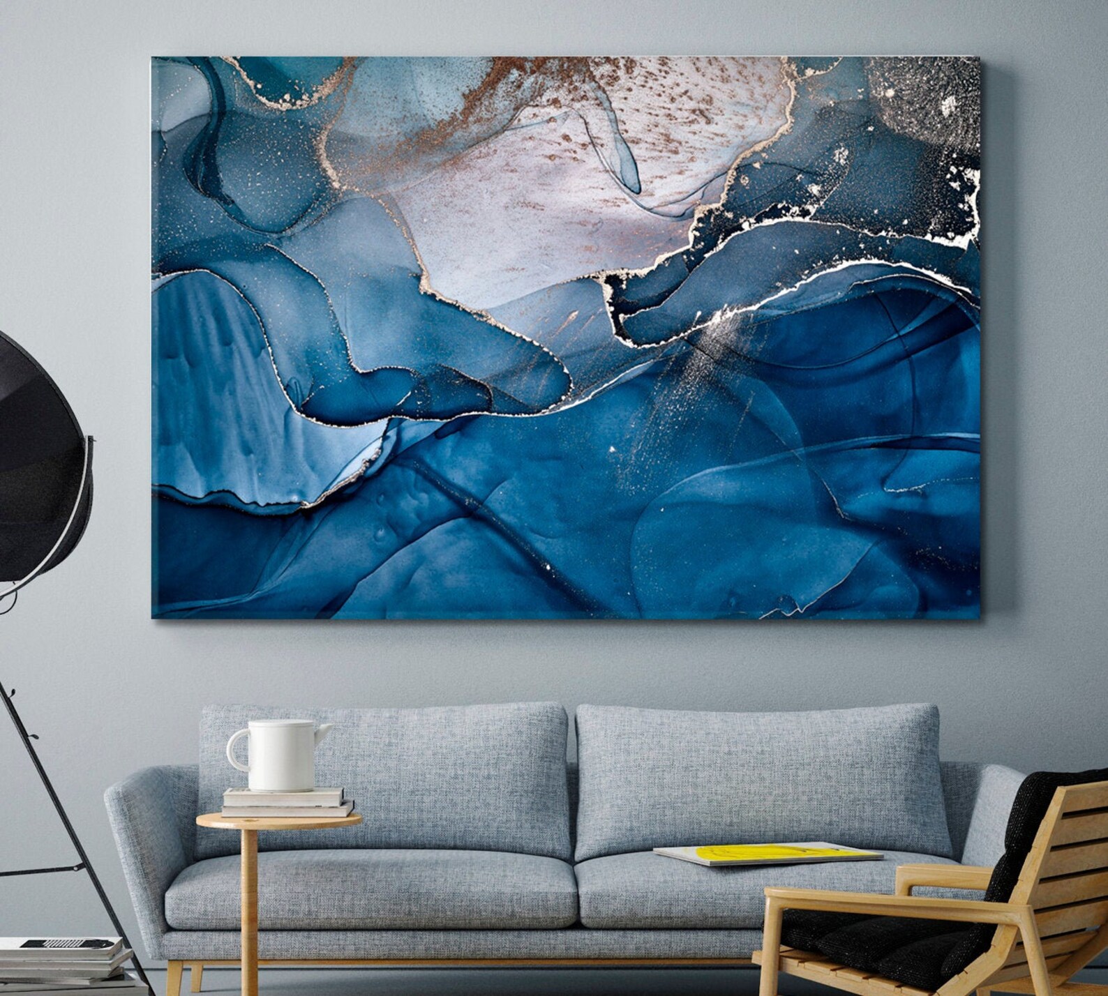 Marble Blue Marble Acrylic Painting Abstract Wall Decor - Etsy