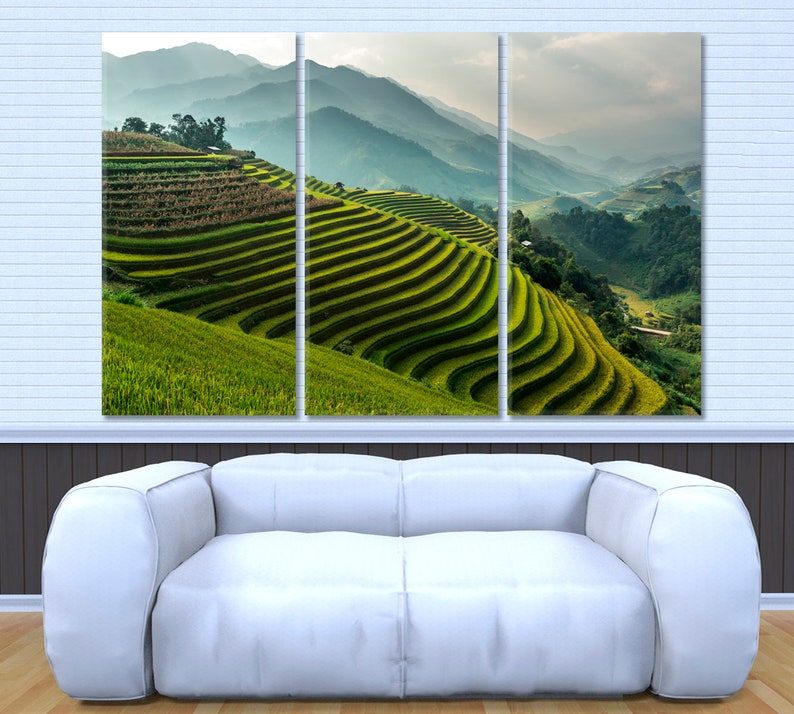 Rice Field Terraces Large Wall Art Canvas Print Home Office Décor, Eye ...