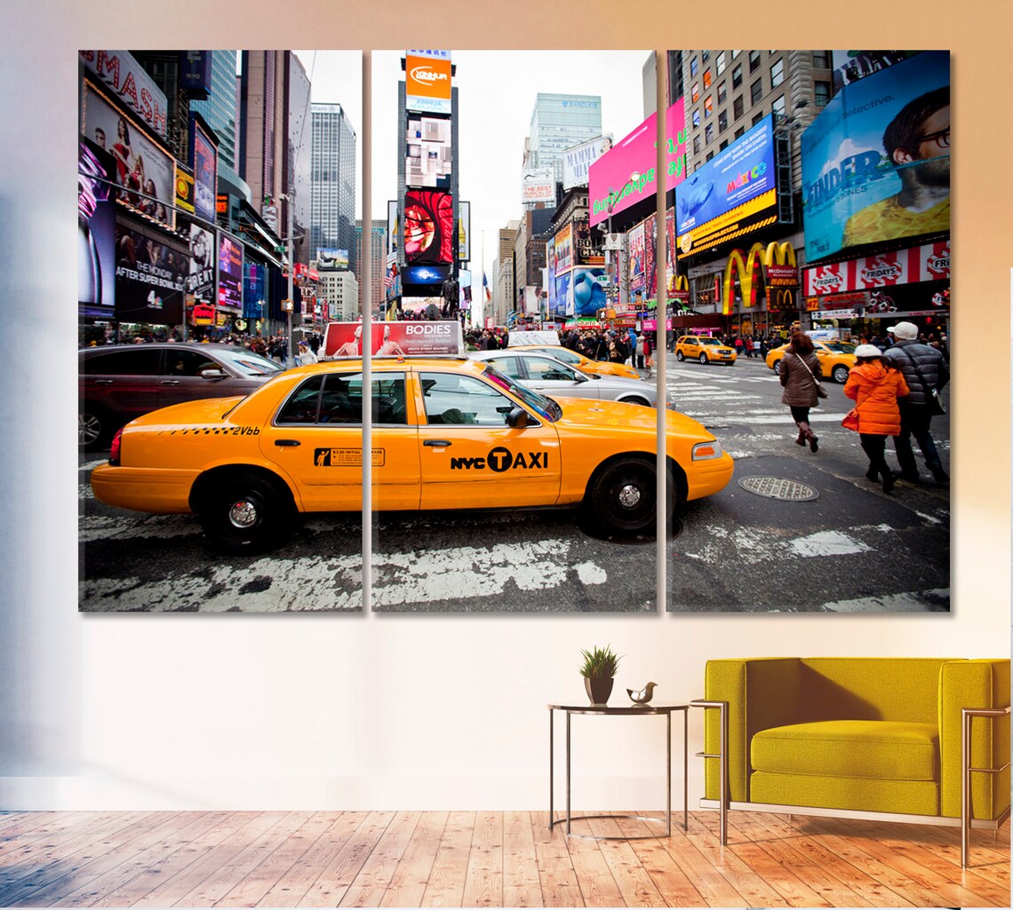 Yellow Taxi Wall Art, New York City Wall Panels, New York Taxi Large ...