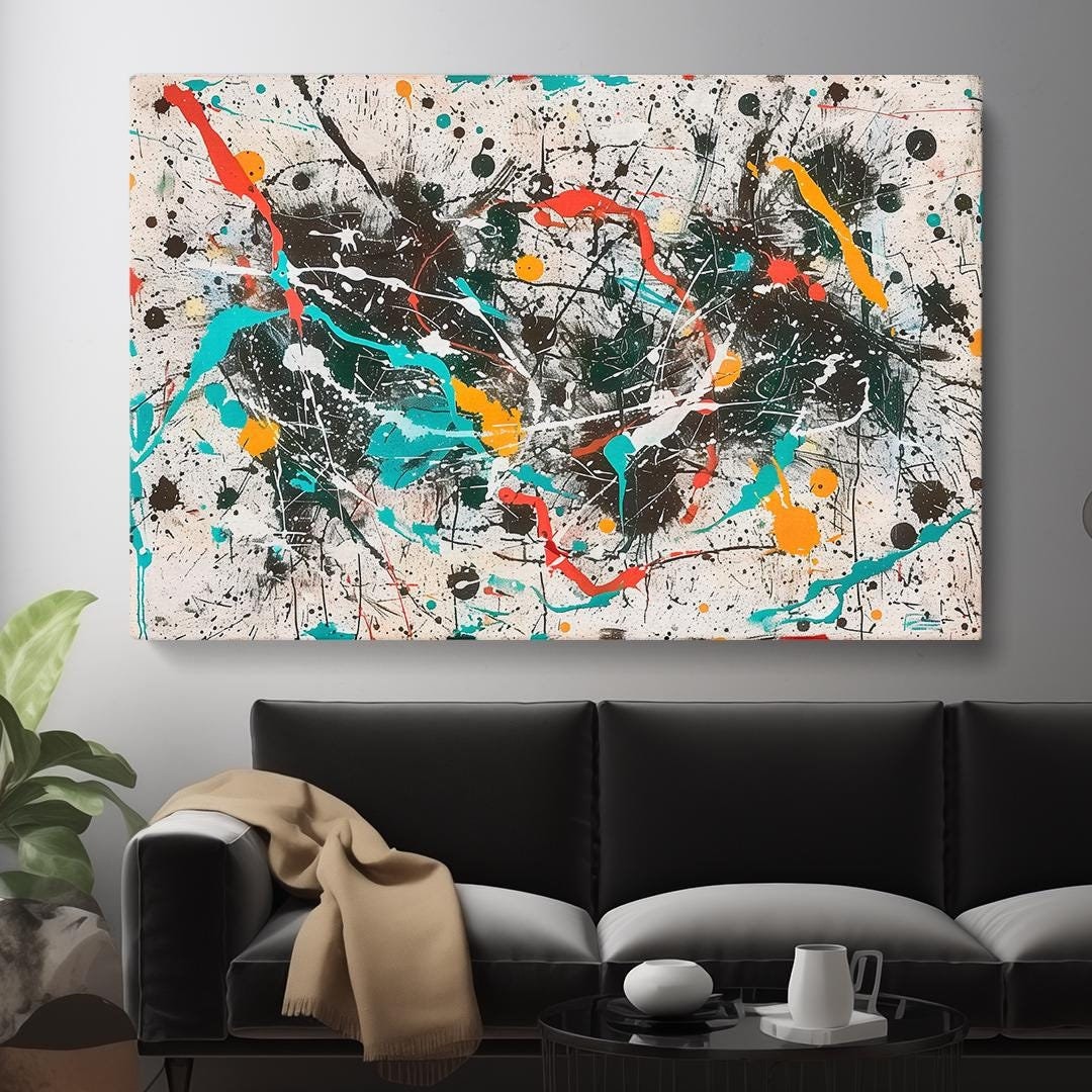 Abstract Splatter Wall Art, Expressionism Wall Decor, Jackson Pollock ...